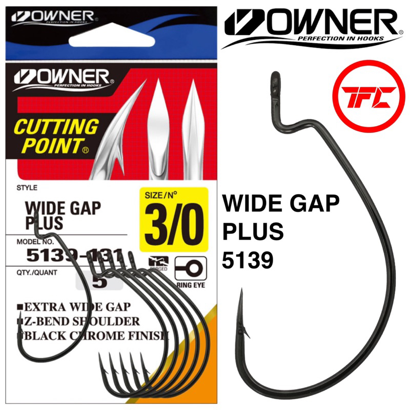 OWNER Wide Gap Plus Worm Hook 5139 Cutting Point Soft Plastic Bait ...