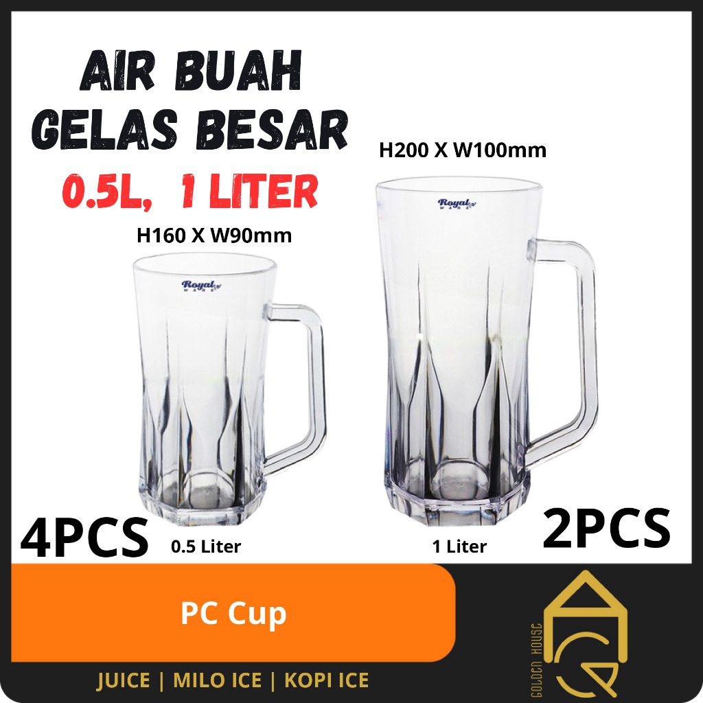 GDH 1 Liter Cawan Besar XXL/Gelas Besar XXL/Big Plastic Mug Cup/Fruit ...