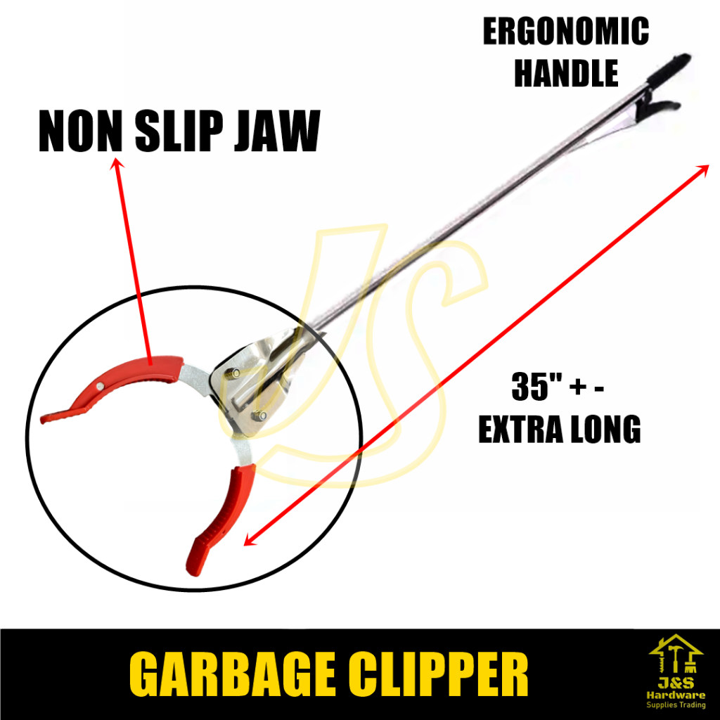35'' Extra Long Stainless Steel Trash Picker. Easy Grabbing Non Slip ...