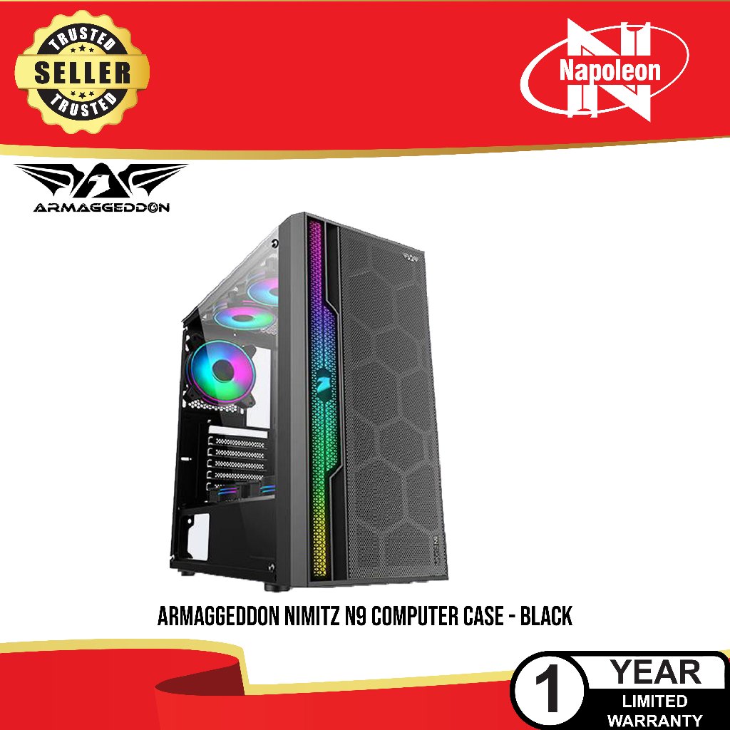 ARMAGGEDDON NIMITZ N9 COMPUTER CASE - BLACK (FREE 3 RGB FANS) | Shopee ...
