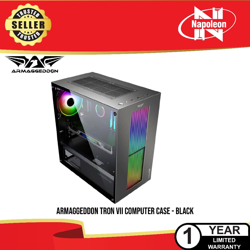ARMAGGEDDON TRON VII COMPUTER CASE - BLACK (FREE 3 RGB FANS) | Shopee ...