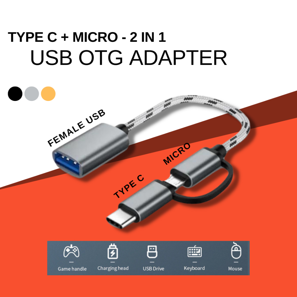 Type-C OTG + Micro 2 in 1 USB OTG Adapter for Android Smart Phone Connect to Printer Pendrive ...