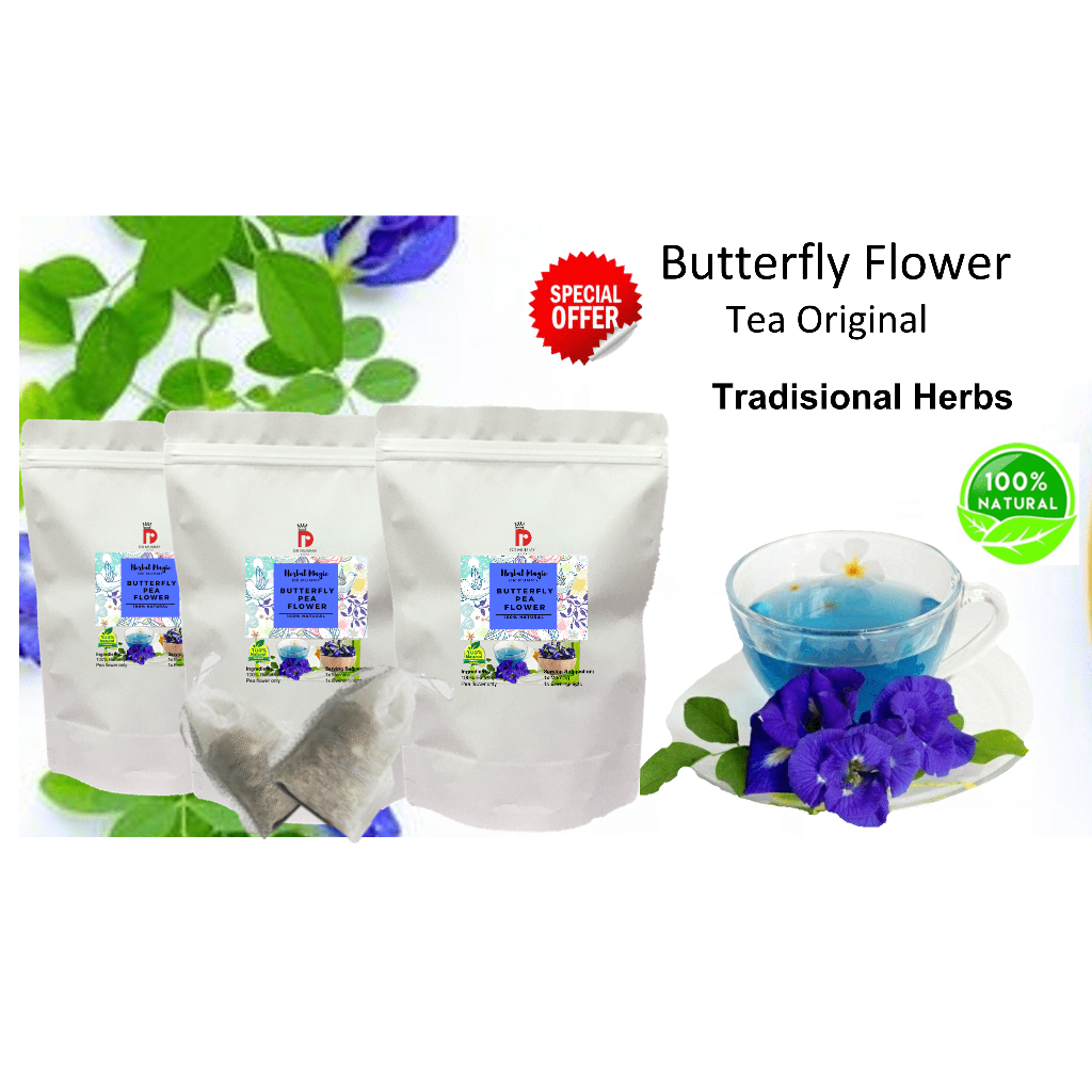 Blue Tea FLOWER TELANG (30pcs)/Kupu PEA FLOWER UNCANG Organic POUCH ...