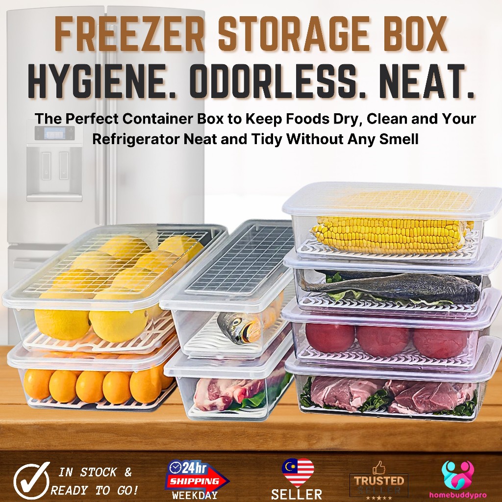 Refrigerator Storage Box with Cover Kitchen Container Bekas Simpan ...