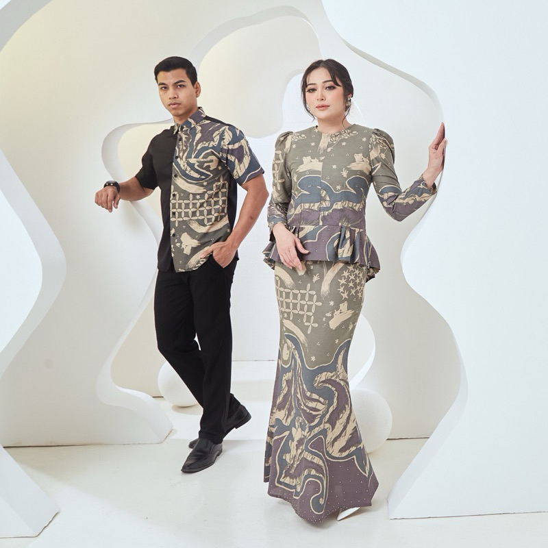 Rossa Collections Batik Couple Set Chyara Raya 2024 in Grey [NEW ...