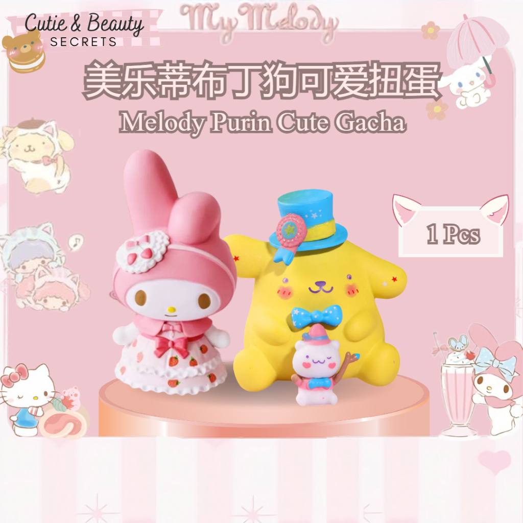 Sanrio My Melody Pompom Purin High Quality Cute Cartoon Blind Box Gacha ...