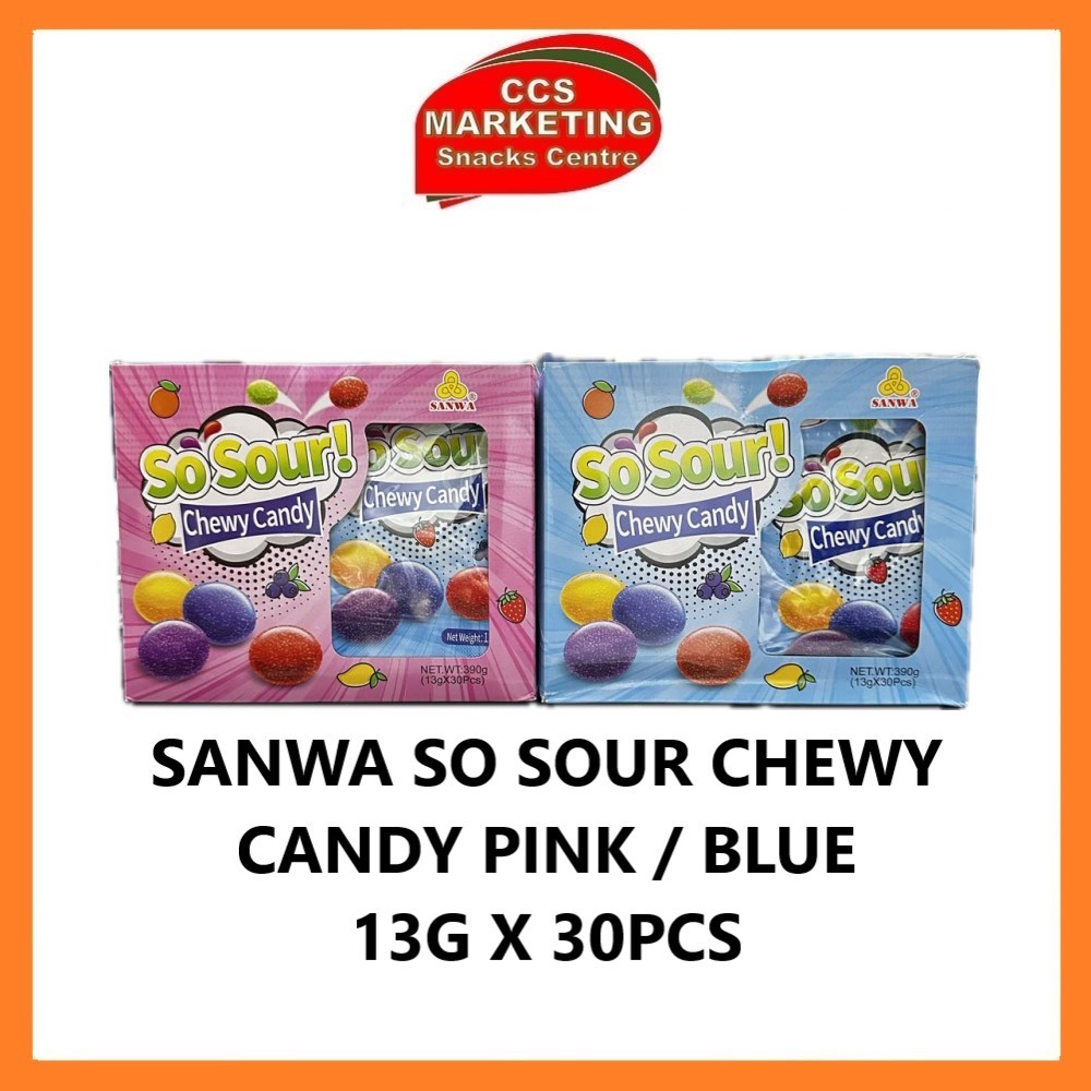 CCS Sanwa So Sour Chewy Candy Pink / Blue ( 13g x 30pcs ) | Shopee ...