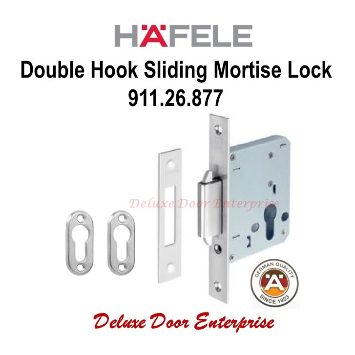 Hafele Double Hook Sliding Mortise Lock 911.26.877 / Sliding Door Lock ...