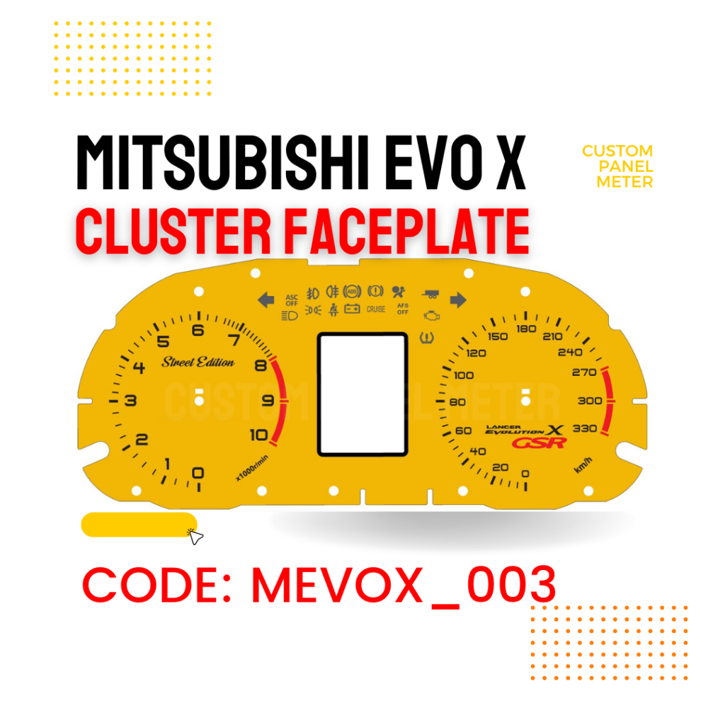 MITSUBISHI EVO X METER SPEEDOMETER INSTRUMENT CLUSTER FACEPLATE OVERLAY ...