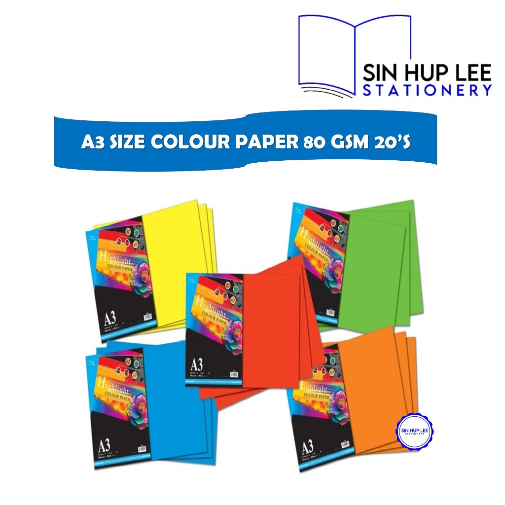 A3 Colour Paper / Kertas Warna 80 Gsm Single Colour A Pack (20 Sheets ...