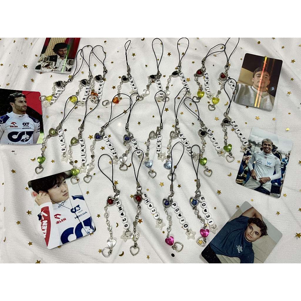 F1/Formula 1 driver initials & number phone strap beaded keychain ...