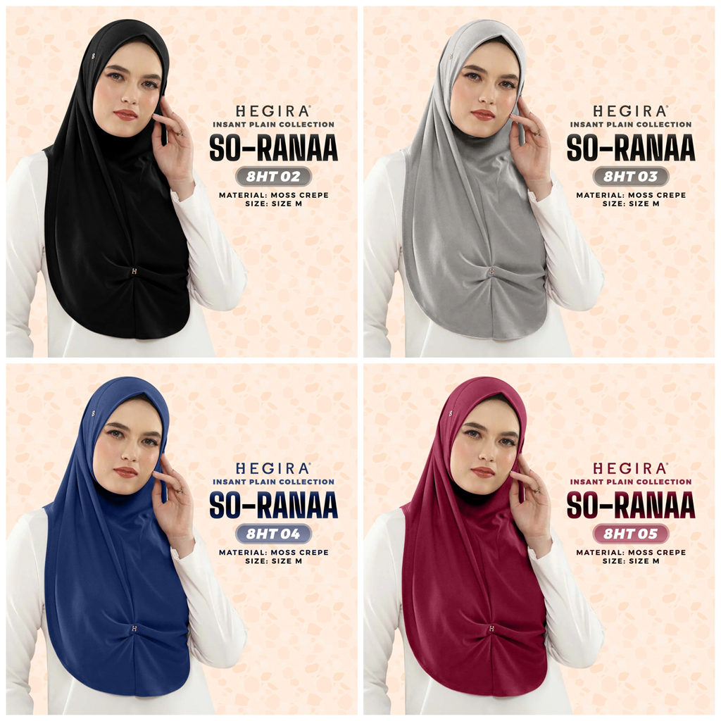 Tudung Sarung Hegira Inspired So-Ranaa Plain Instant Collection (8HT ...