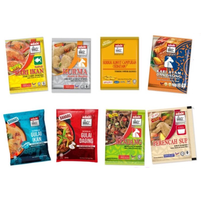 Adabi Curry Powder/Raendang/KURMA/SUP/Meat Sugar/KUNYIT | Shopee ...