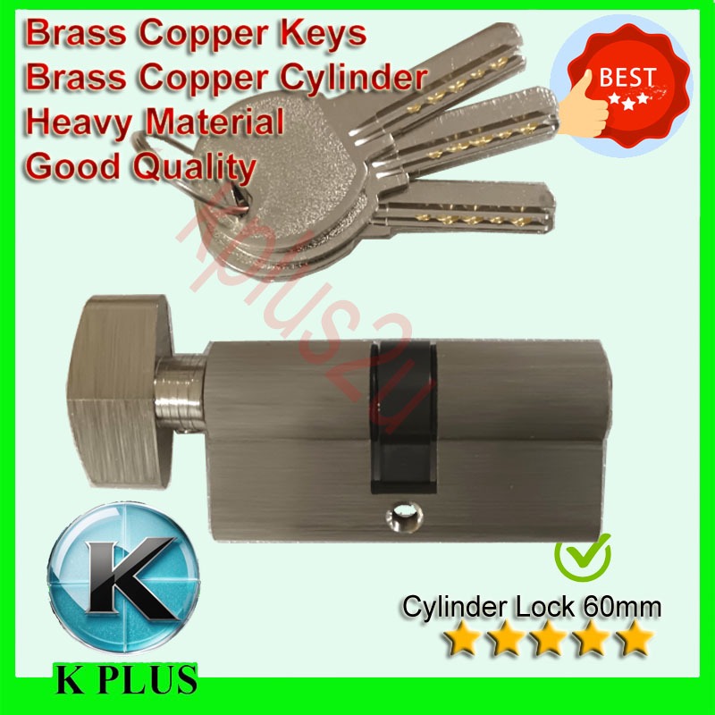 Cylinder Lock 60mm Key Thumbturn Brass Key High Quality Kunci Pintu ...