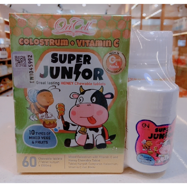 SUPER JUNIOR COLOSTRUM PLUS VIT C Honey Chewable Tabs 60's ( FOC 30'S ...