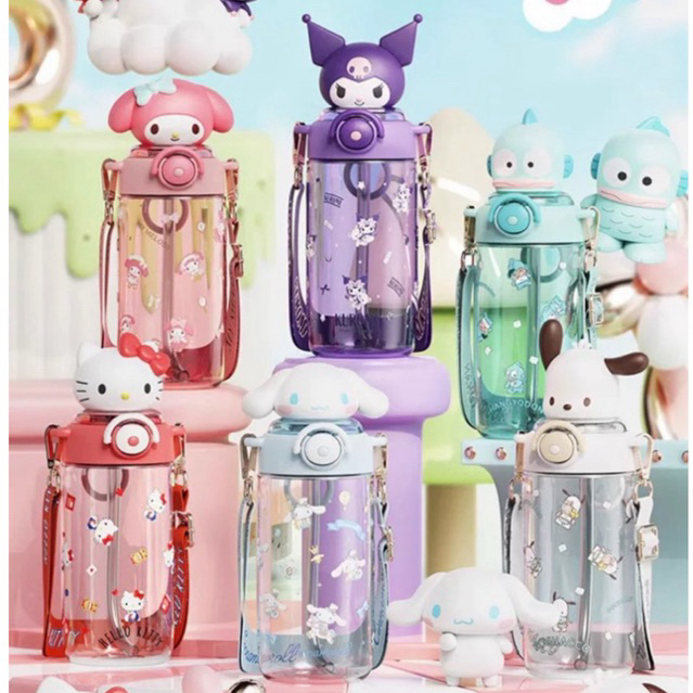 TRITAN SANRIO Water Bottle 650ML Cute Anime sippy straw Portable ...