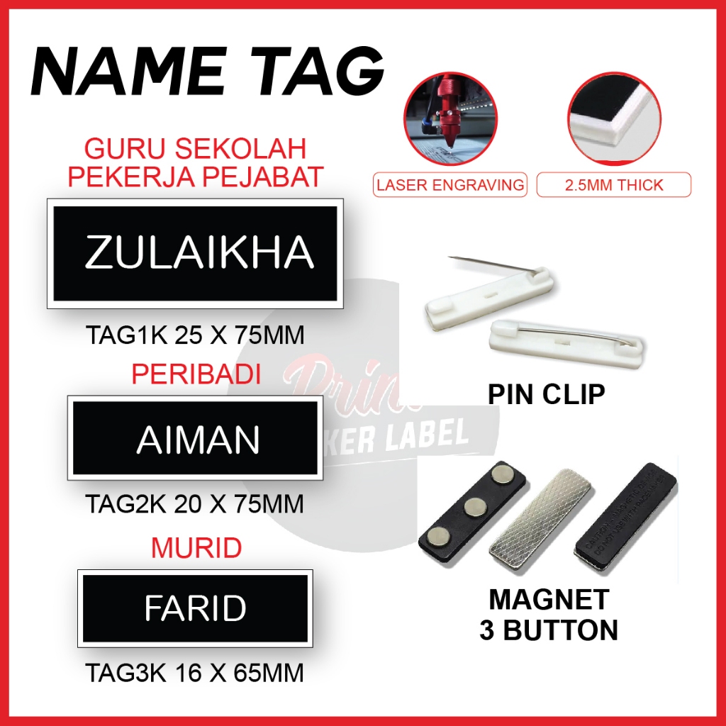 Name Tag Magnet Name Tag Pin Guru Custom Sekolah Magnet NameTag Tanda ...