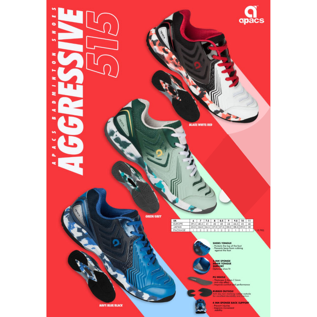 Kasut Badminton Apacs AGGRESIVE A515 Badminton Shoes Camouflage Sole ...