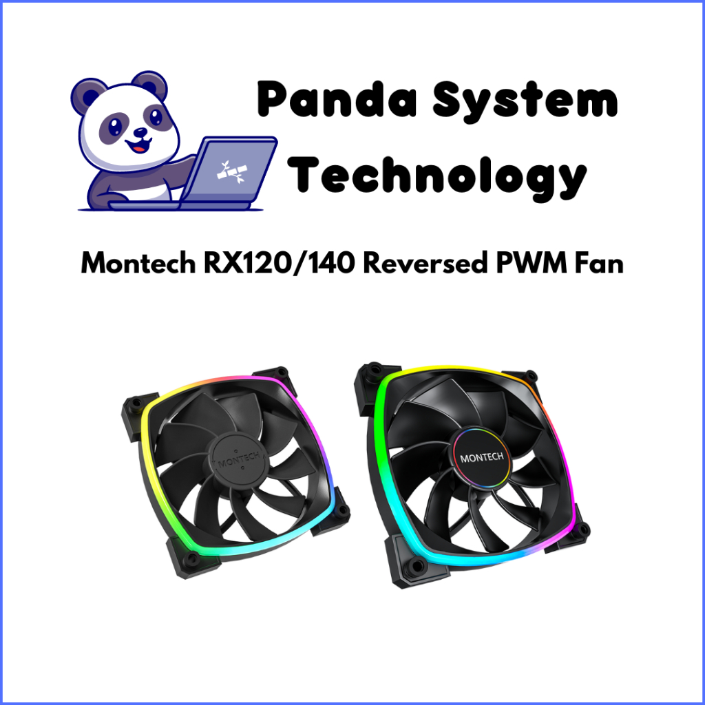 Montech RX140/RX120 Reversed PWM Fan ARGB Black/White balancing cooling ...