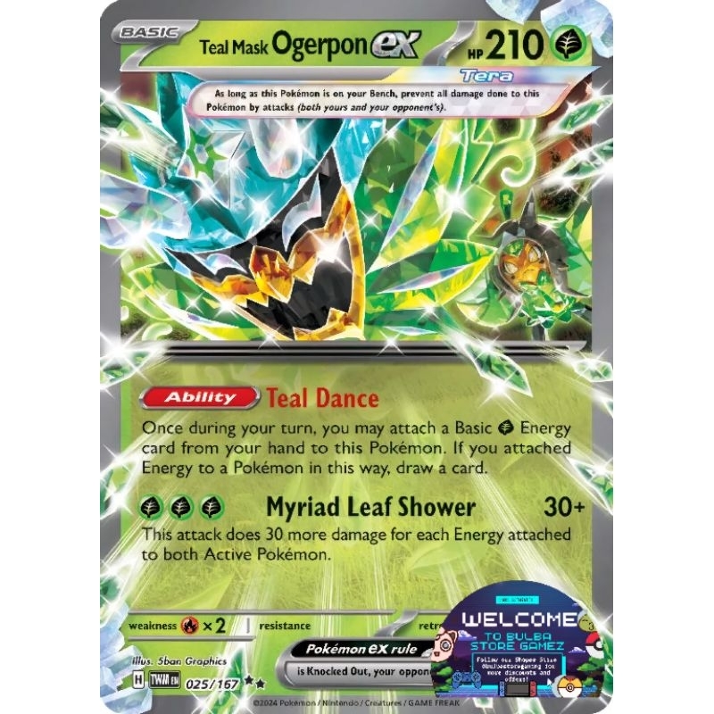 Teal Mask Ogerpon Ex 025/167 SV06 Twilight Masquerade TWM Pokémon TCG ...
