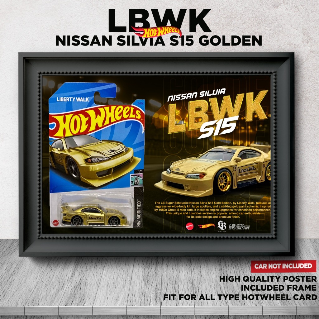 Gambar Frame Hotwheels LBWK Nissan Silvia S15 Gold Berserta Poster ...