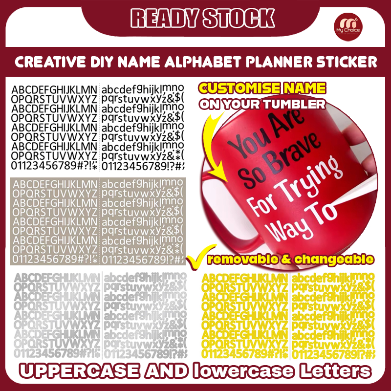 Creative DIY Name Alphabet Planner Stickers For Tumbler Cup Water ...