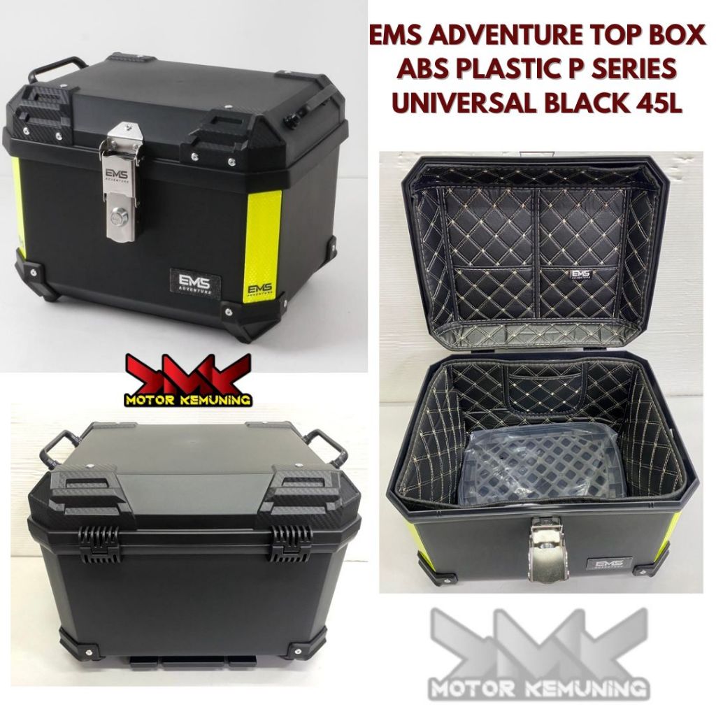 EMS 35L 45L ADVENTURE TOP BOX ABS PLASTIC P SERIES UNIVERSAL BOX BLACK ...