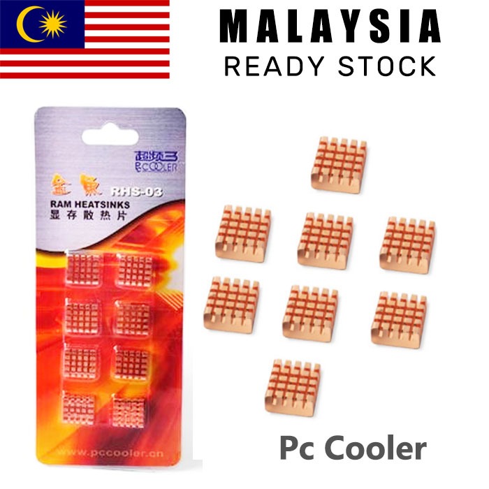 8pcs Pack PcCooler VGA GPU DDR Ram PC Heatsinks Copper Computer Graphics Card Cooling System ...