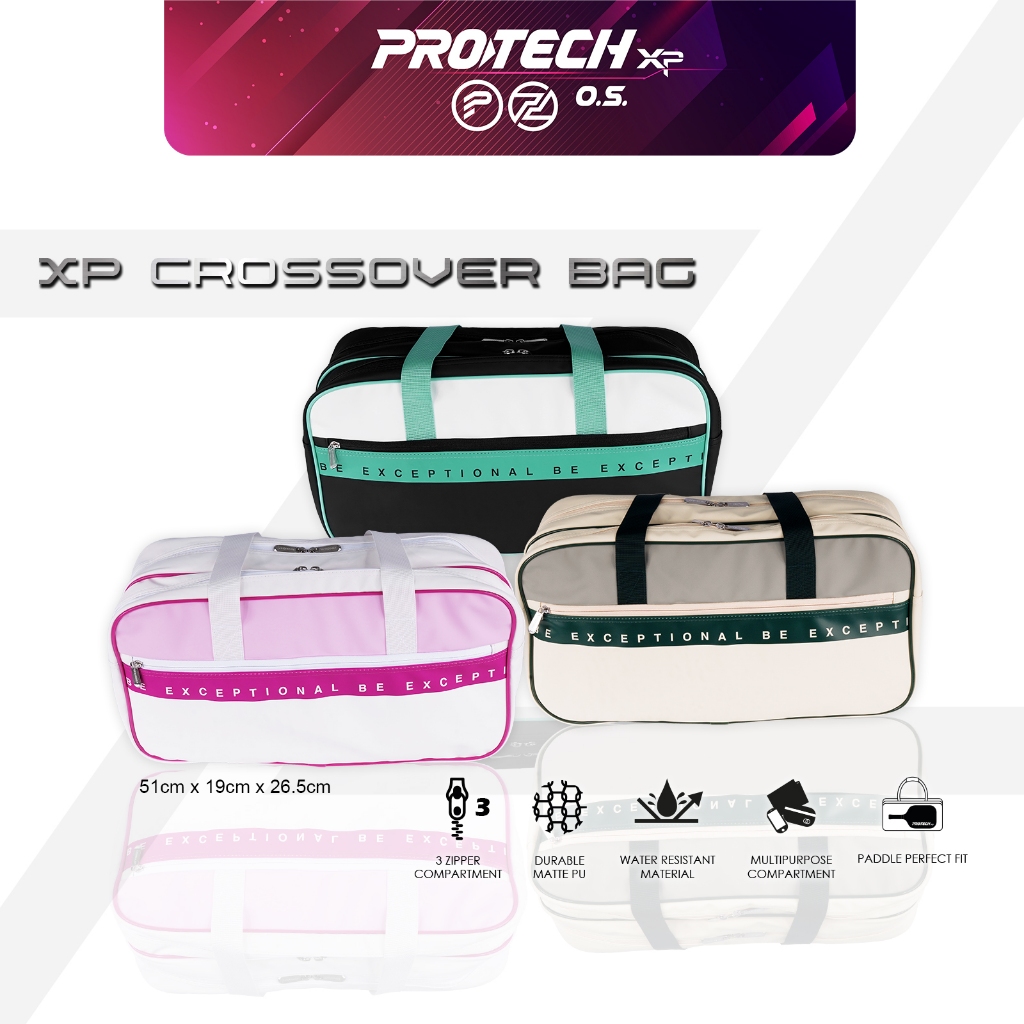 PROTECH 3 Zips Stylish Hand Carry Bag - XP Crossover Bag (Sport/Travel/Gym/Pikle Ball) | Shopee ...