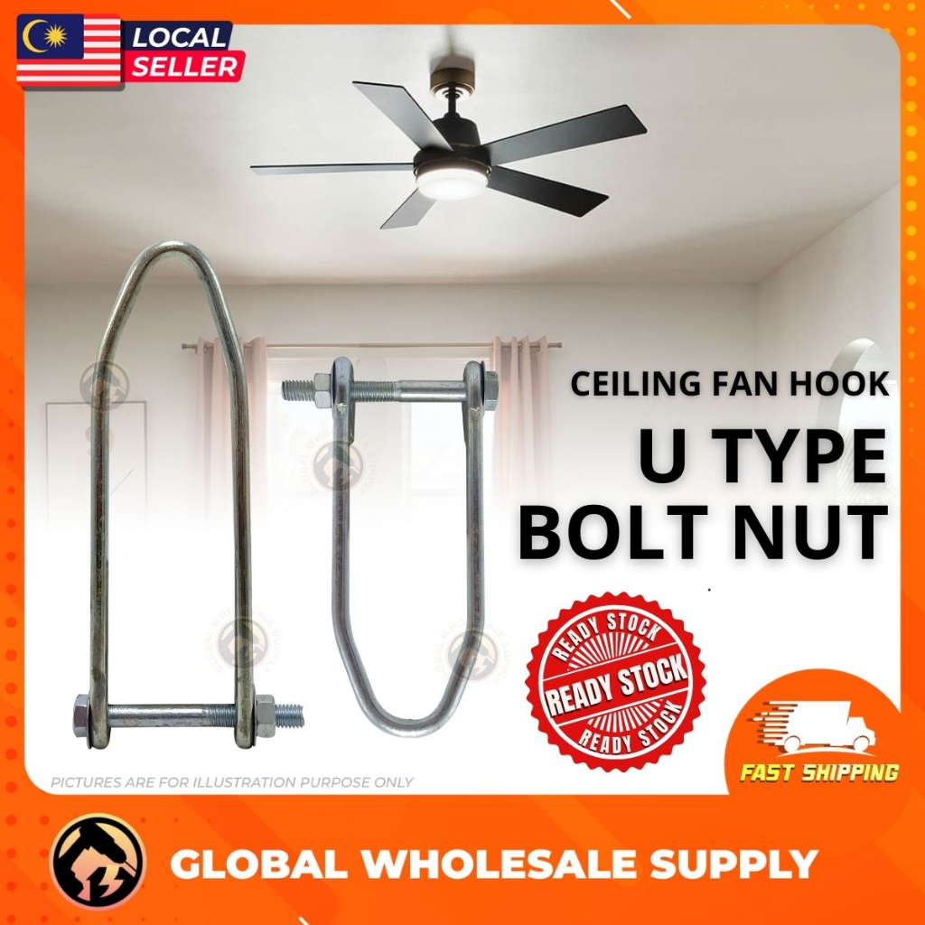 U TYPE BOLT NUT Penyangkut Kipas Ceiling Mount Fan Hook Kipas Siling ...
