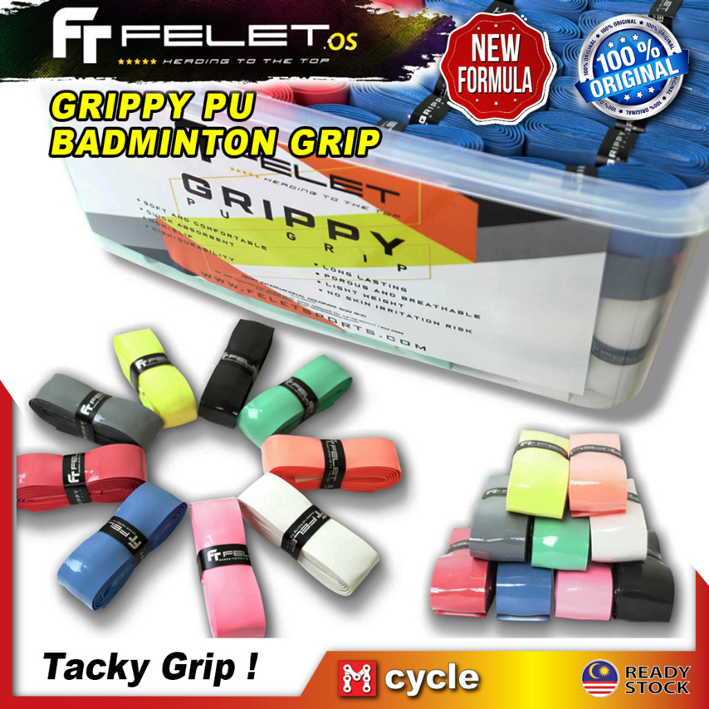FELET NEW GRIPPY PU GRIP Badminton Grip Racket Grip Badminton Racket ...