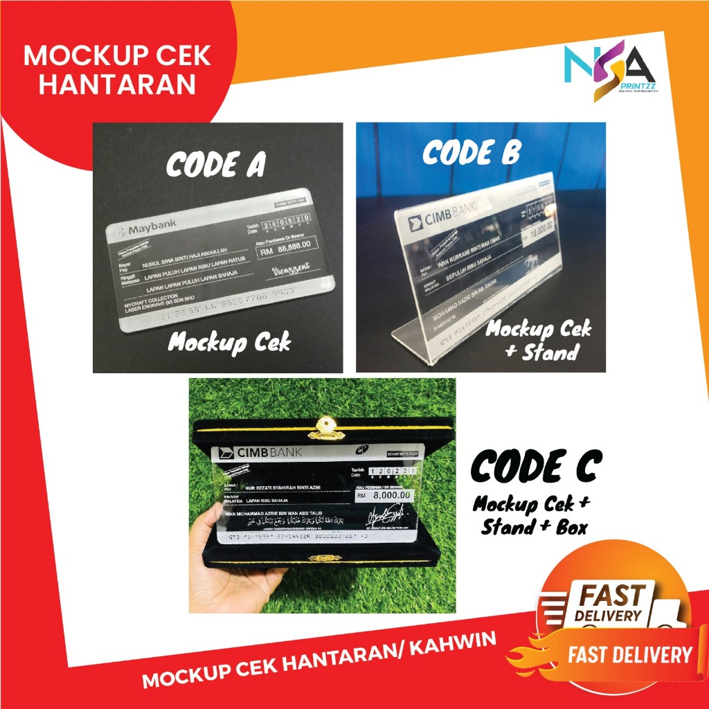 REPLIKA Plate Mock Up Cheque Stand Made Of Money Mas Kahwin Grant ...