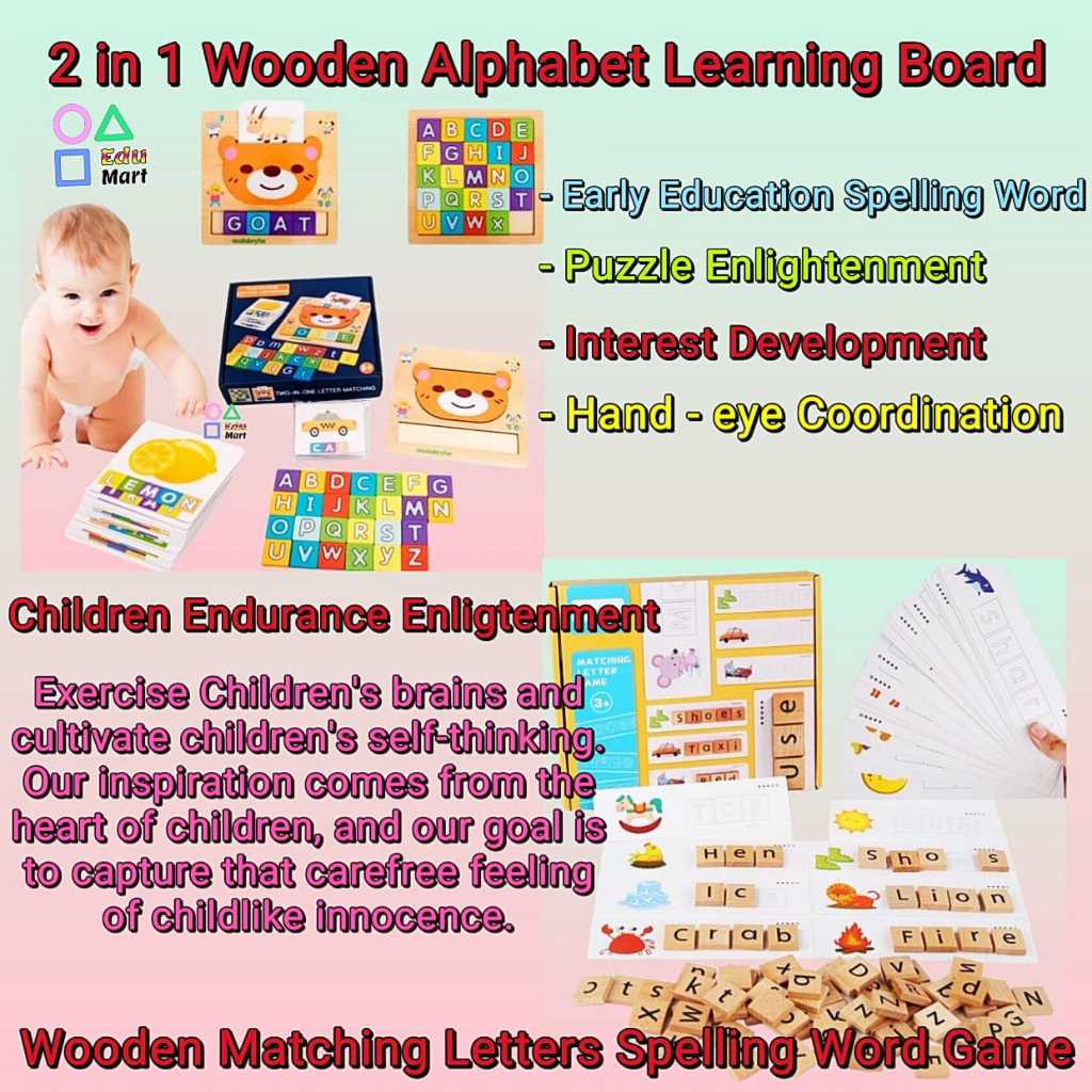 Educational Wooden Alphabet Learning Board & Wooden Matching Letters ...