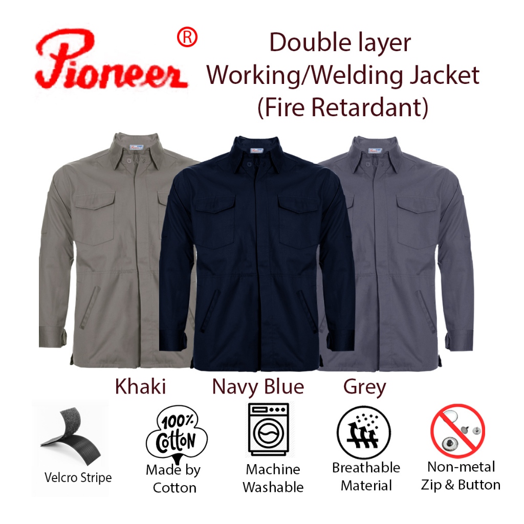 3 color "Double Sleeve Layer" Work zip jacket/ Welding Coat Heat/Flame ...