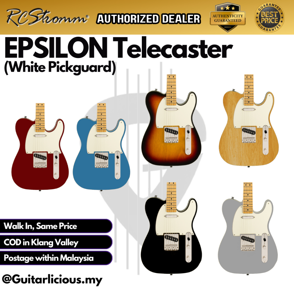 EPSILON Series Telecaster WHITE PICK GUARD Beginner Electric Guitar Set ...