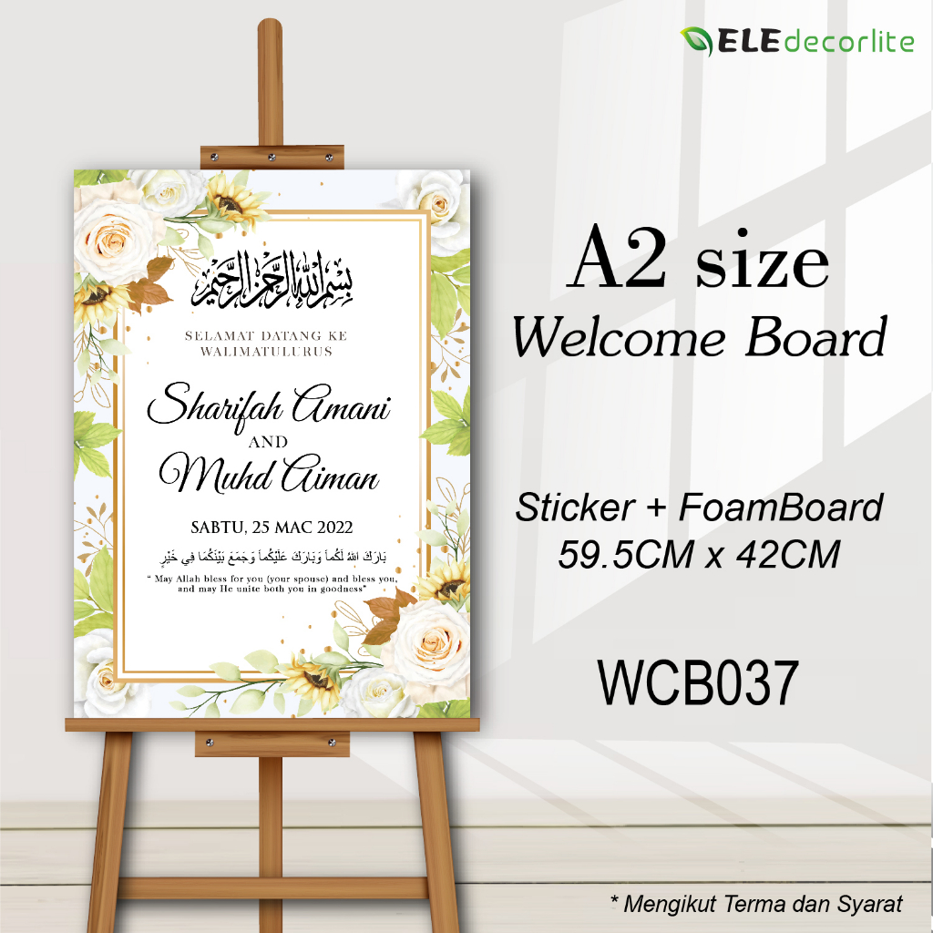Welcome Board Kahwin/Board Kahwin Wedding Board/A2/Welcome Sign Custom ...