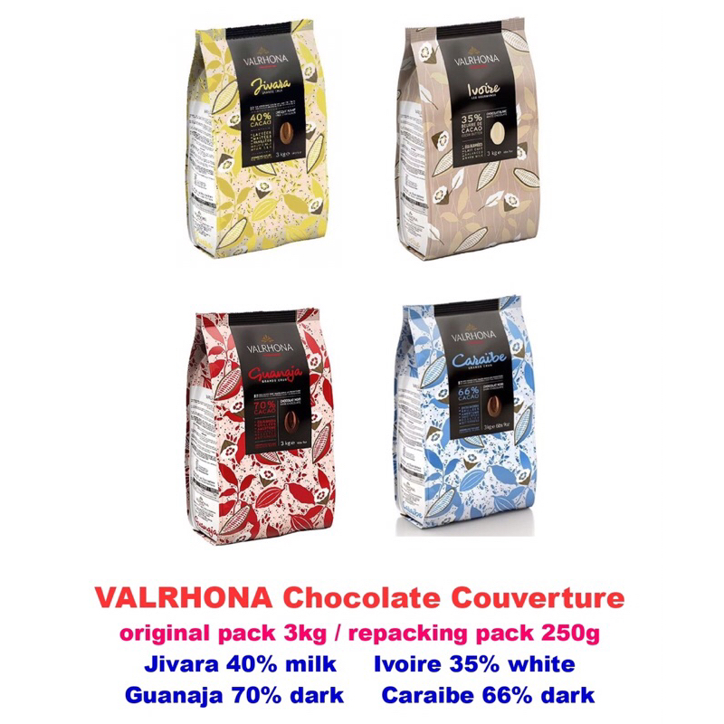 VALRHONA Chocolate Couverture Jivara 40% milk / Ivoire 35% white ...