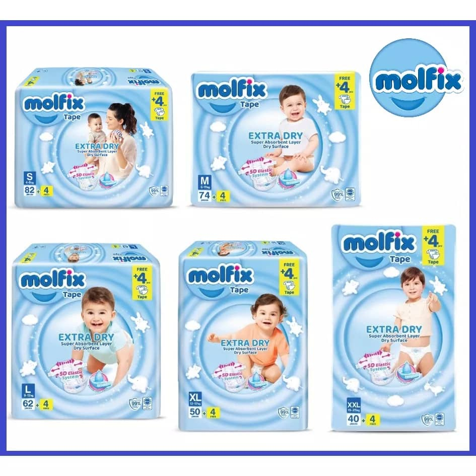 Molfix Extra Dry Tape Super Jumbo Pack ( NB/S/M/L/XL/XXL ) | Shopee ...