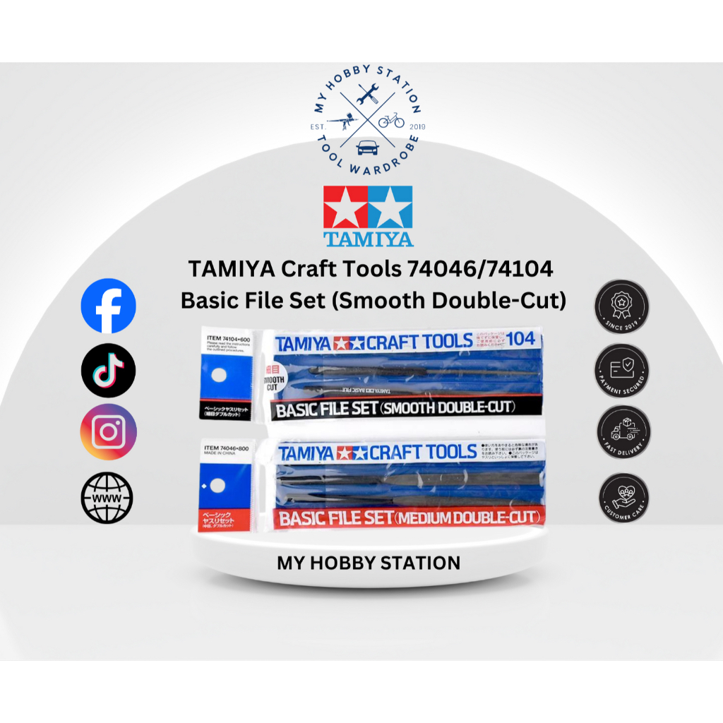 TAMIYA Craft Tools 74046/74104 Basic File Set (Smooth Double-Cut ...