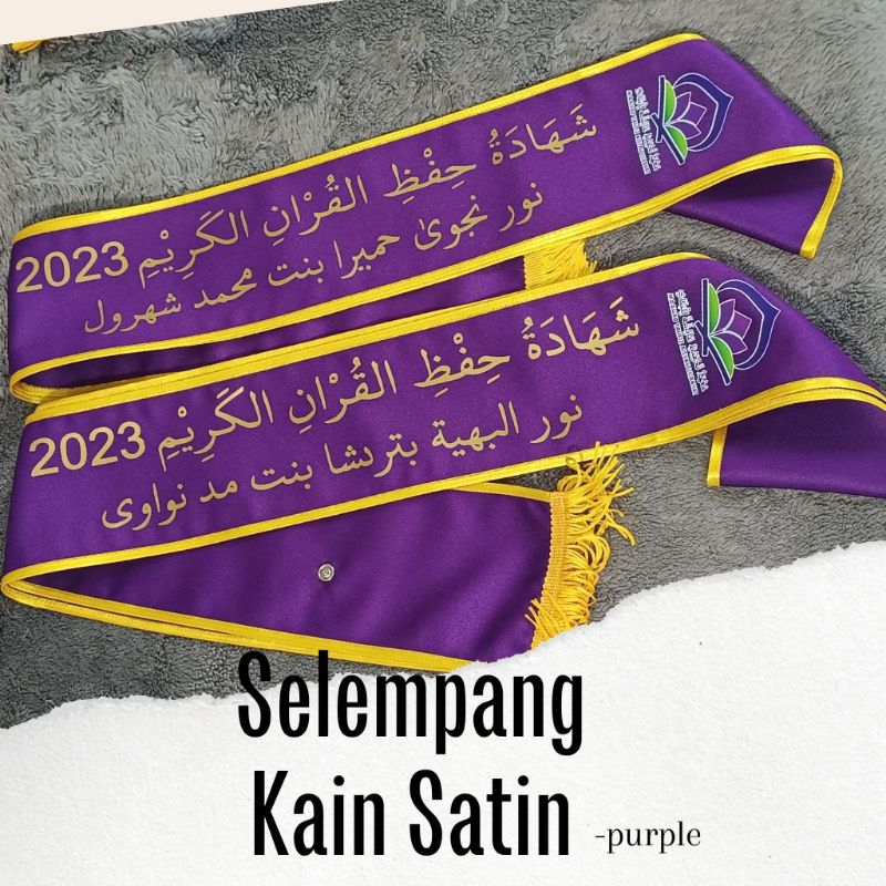 Selempang Kain Satin CUSTOM PRINTED saiz 10.16cm x 190cm | Shopee ...