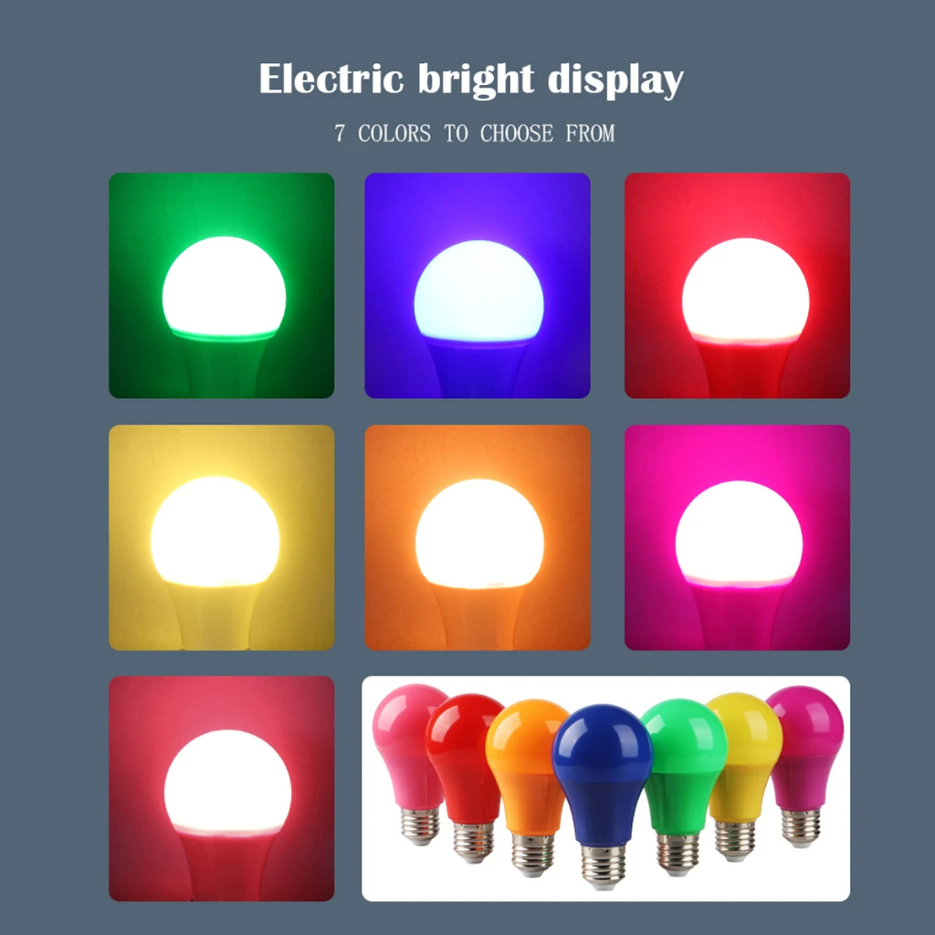 LED A60 Color Bulb 7W E27 LED Bulb Red, Green, Yellow, blue decoration ...