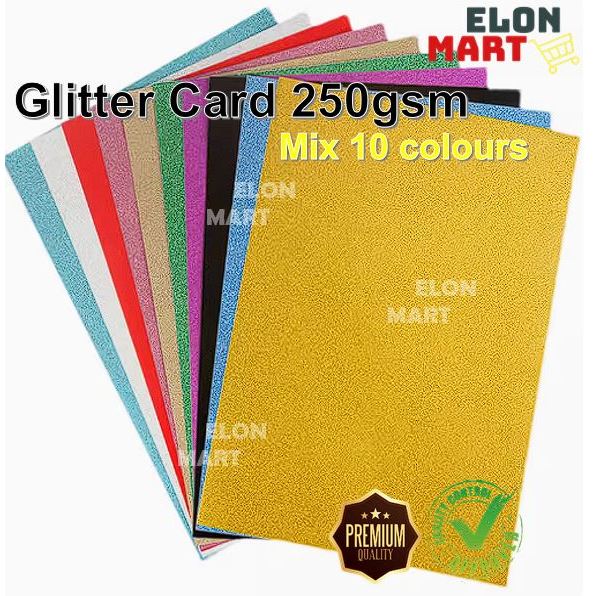 Glitter Card 金葱色卡 250gsm A4 Size ( 10 sheets per set) | Shopee Philippines