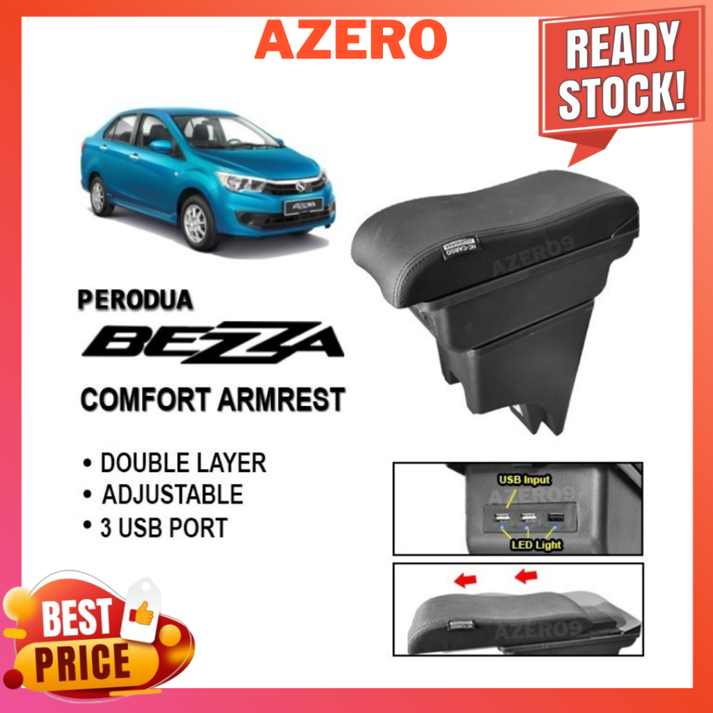Perodua Bezza Comfort PVC Adjustable Arm Rest (3 USB) | Shopee Philippines