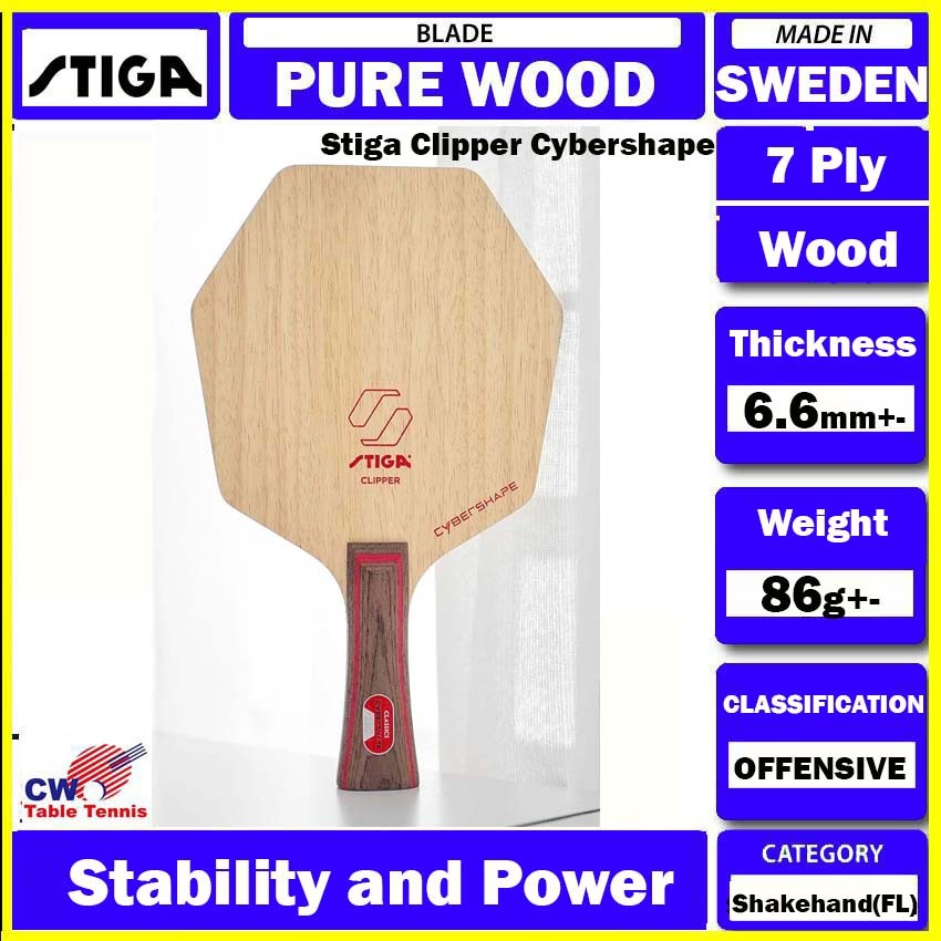 Stiga Clipper Cybershape 7PLY WOODEN TABLE TENNIS BLADE PING PONG BAT ...