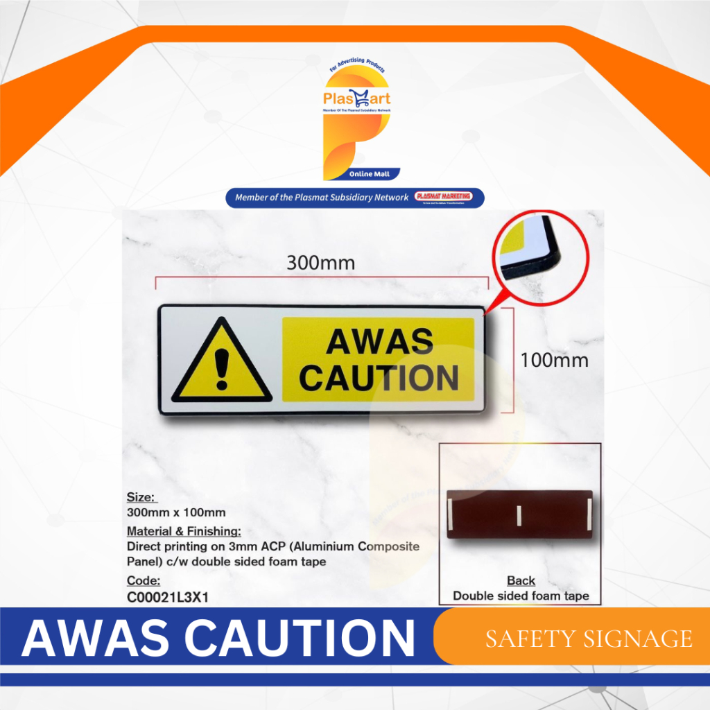 SAFETY SIGNAGE - AWAS CAUTION | Shopee Philippines
