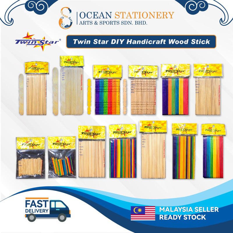 Twin Star DIY Handicraft Wood Stick Ice Cream Stick Batang Ice Cream ...