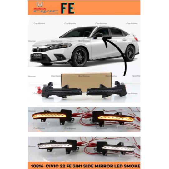 Honda Civic FE 2022 Side Mirror LED Light 3 in 1 WELCOME Light daylight ...