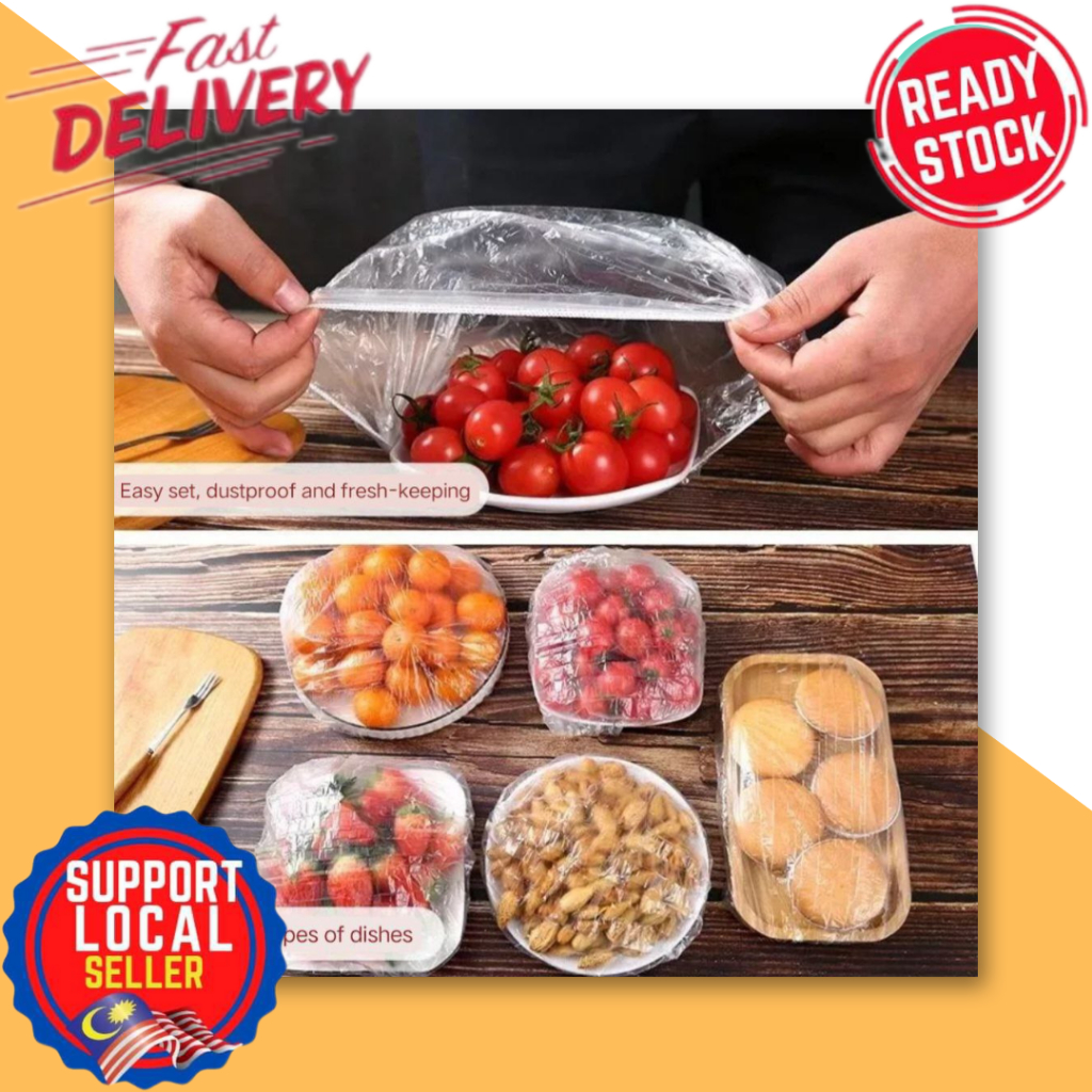 20 pcs / 100pcs Plastic Food Wrap Disposable Food Grade Dish Cover ...