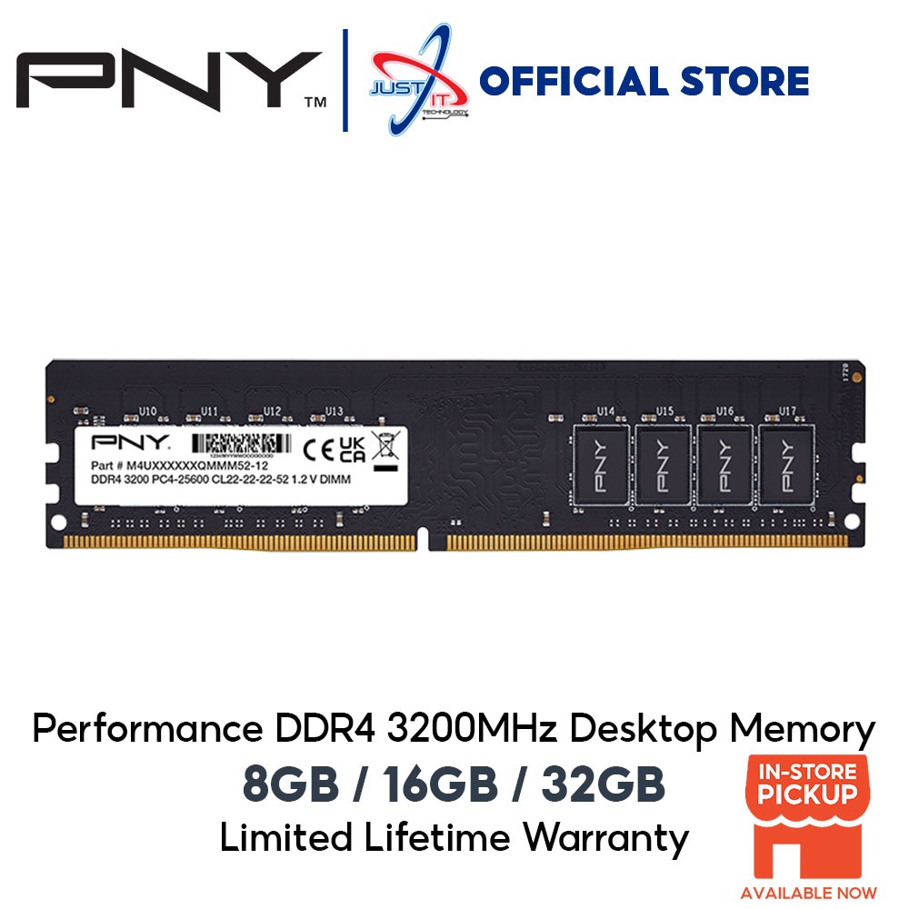PNY PERFORMANCE DDR4 CL16 3200MHz DESKTOP RAM ( 8GB / 16GB / 32GB ...