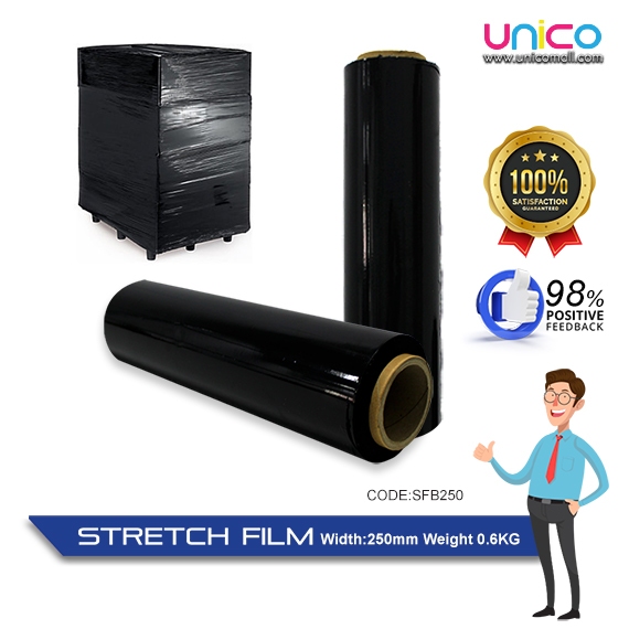 Black Stretch Film Box Wrapping Packaging Plastic Roll Width 250mm ...